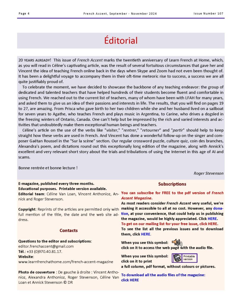 Free French Learning Magazine with Audio, Grammar, PDF format