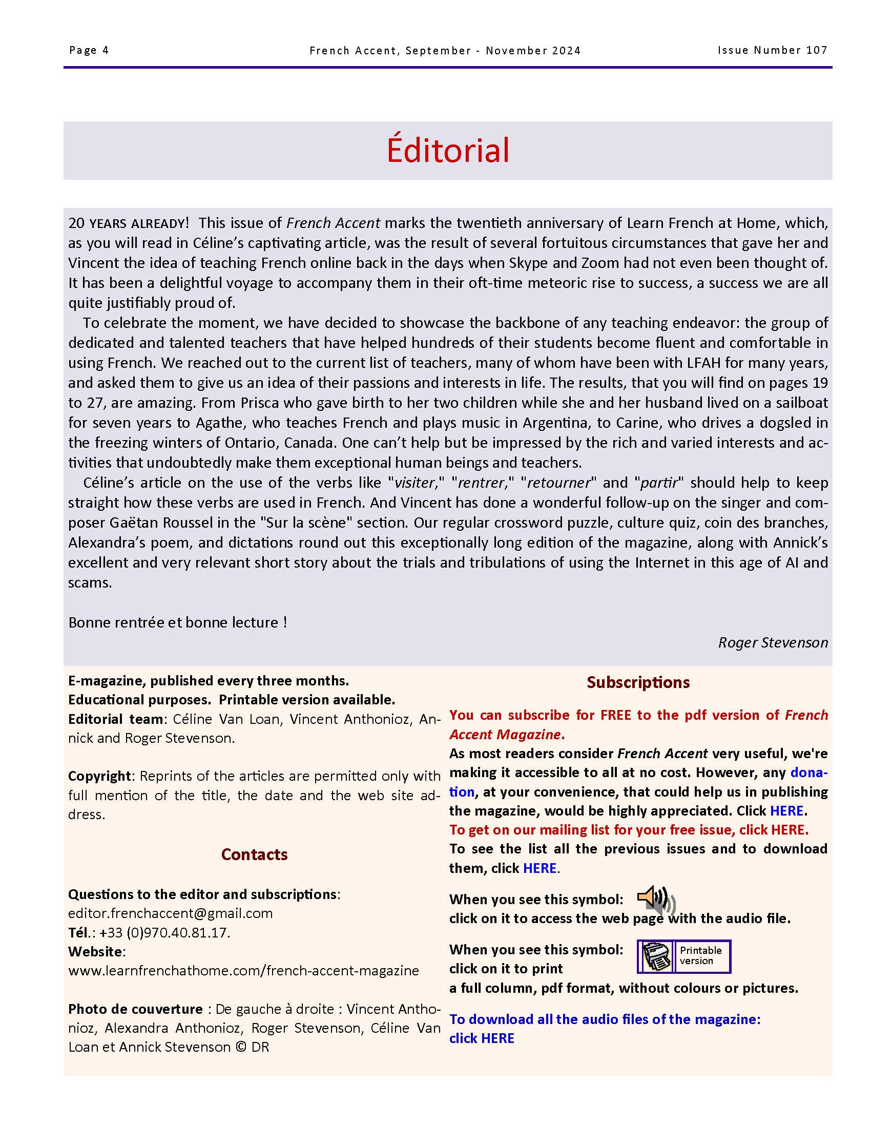 Free French Learning Magazine with Audio, Grammar, PDF format